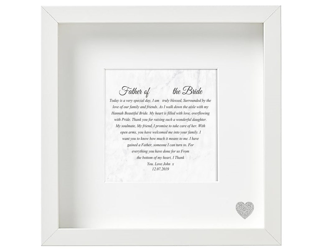 Father of the Bride Framed Gift Father of the Bride Poem - Etsy UK