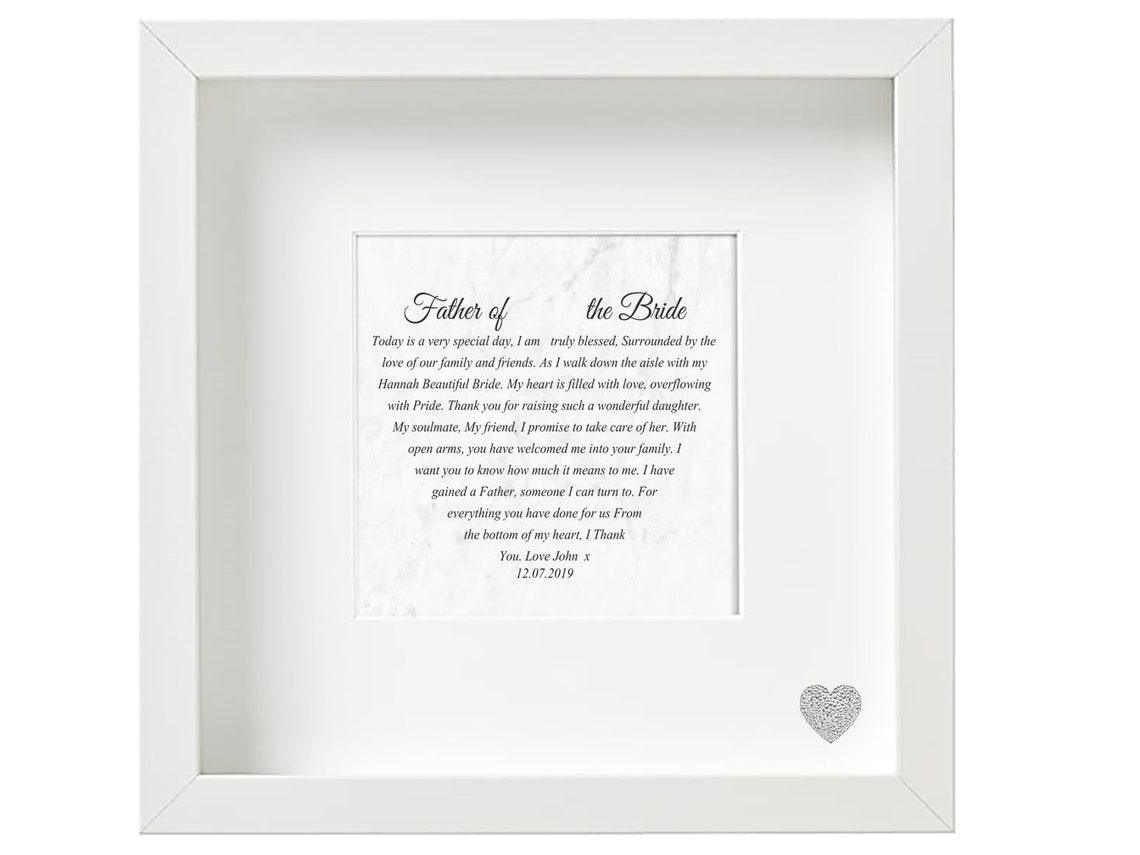 Father of the Bride Framed Gift Father of the Bride Poem | Etsy