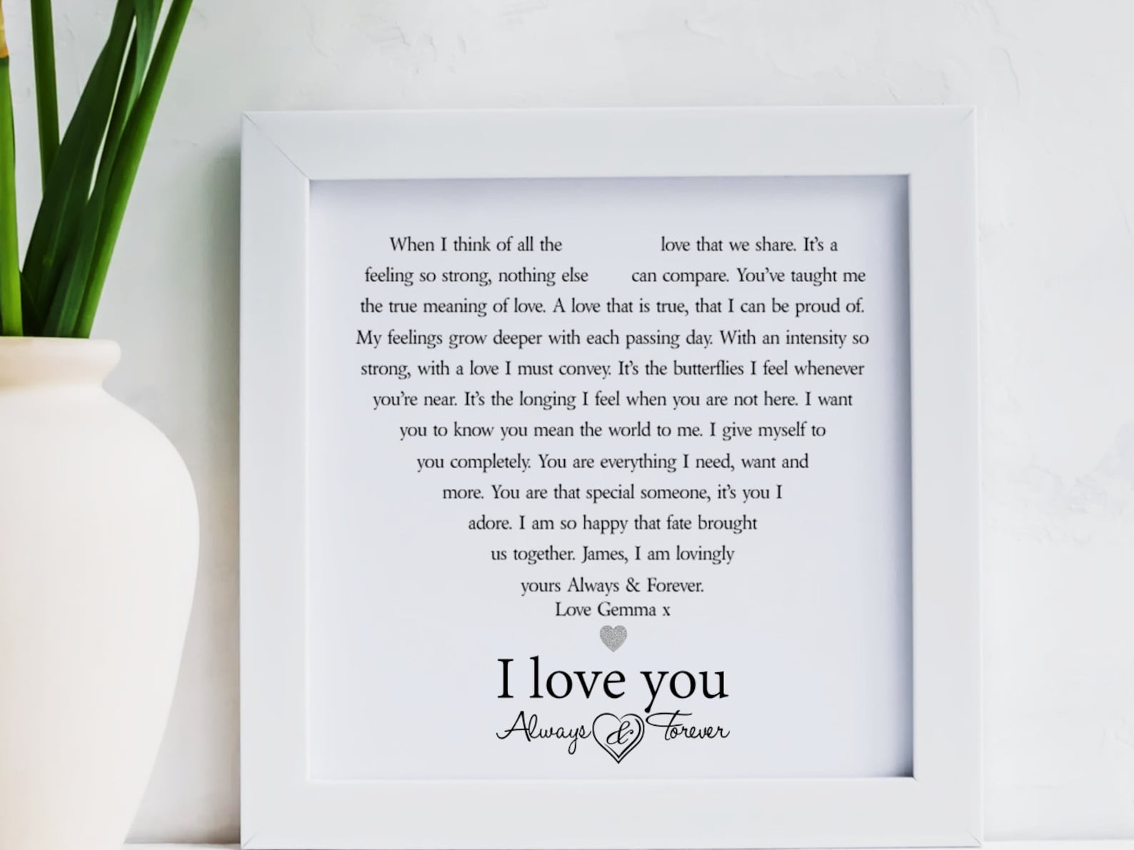 Always & Forever Love Poem Personalised Frame For Him For Her | Etsy