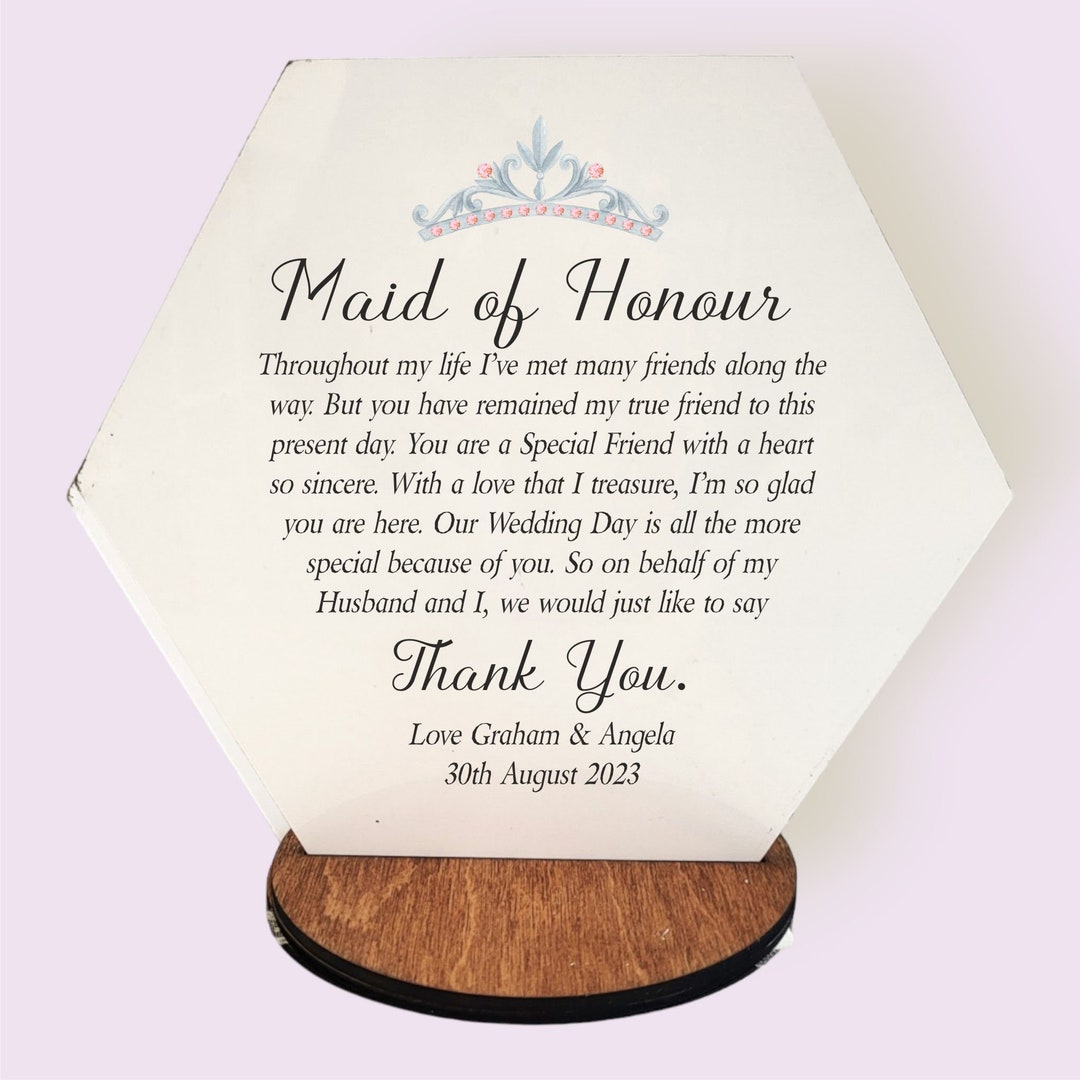 Bridesmaid Poem Personalised Wedding Thank You Gift Plaque Chief ... Bridesmaid Poem Personalised Wedding Thank You Gift Plaque Chief ...