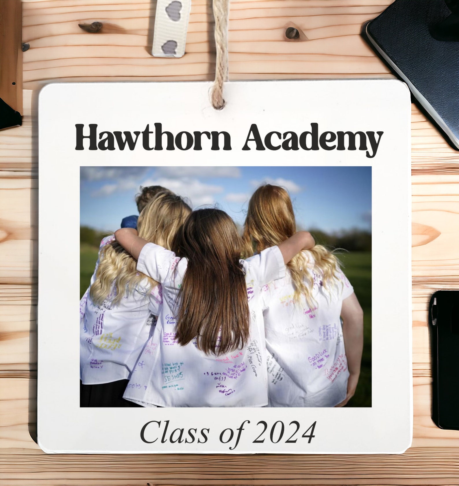 School Leavers Photo Plaque SML Own Text Large Gift Tag Photo Gift ...