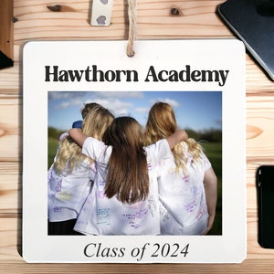 School Leavers Photo Plaque (SML) Own Text Large Gift Tag Photo Gift ...