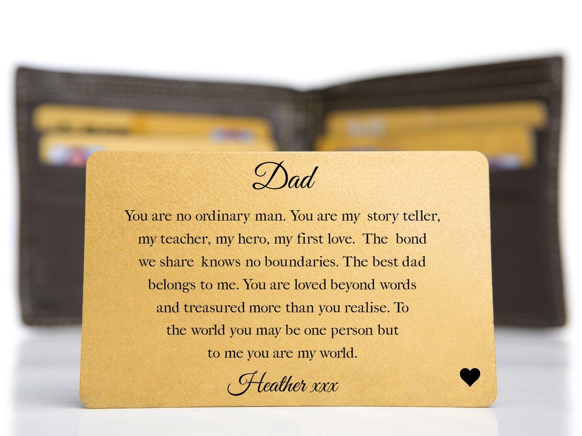 Personalised Dad Wallet Insert Card Keepsake Engraved Custom - Etsy