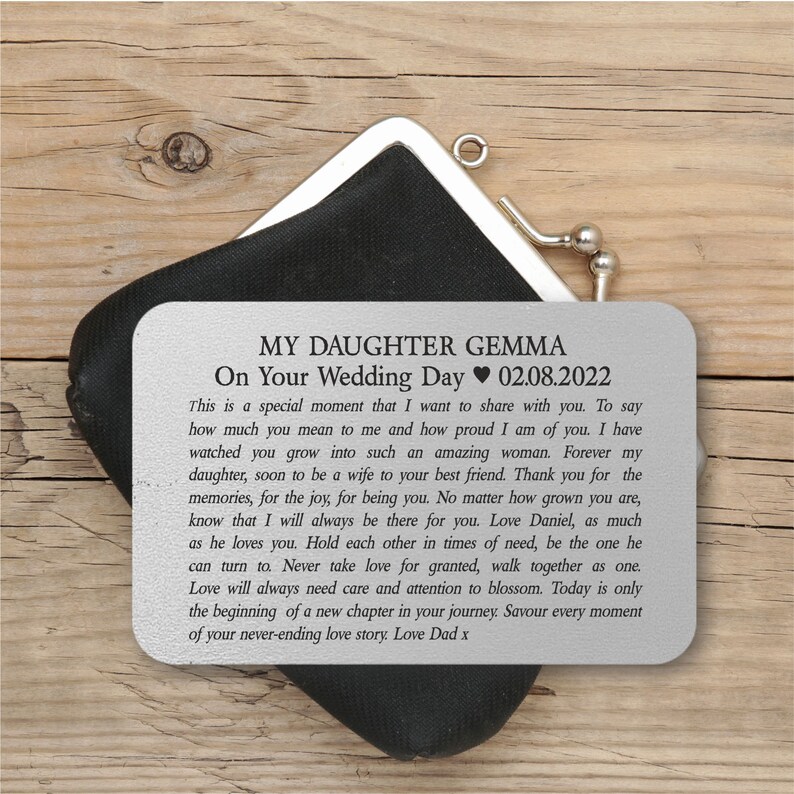 Personalised Daughter on Your Wedding Day Wallet Card - Etsy