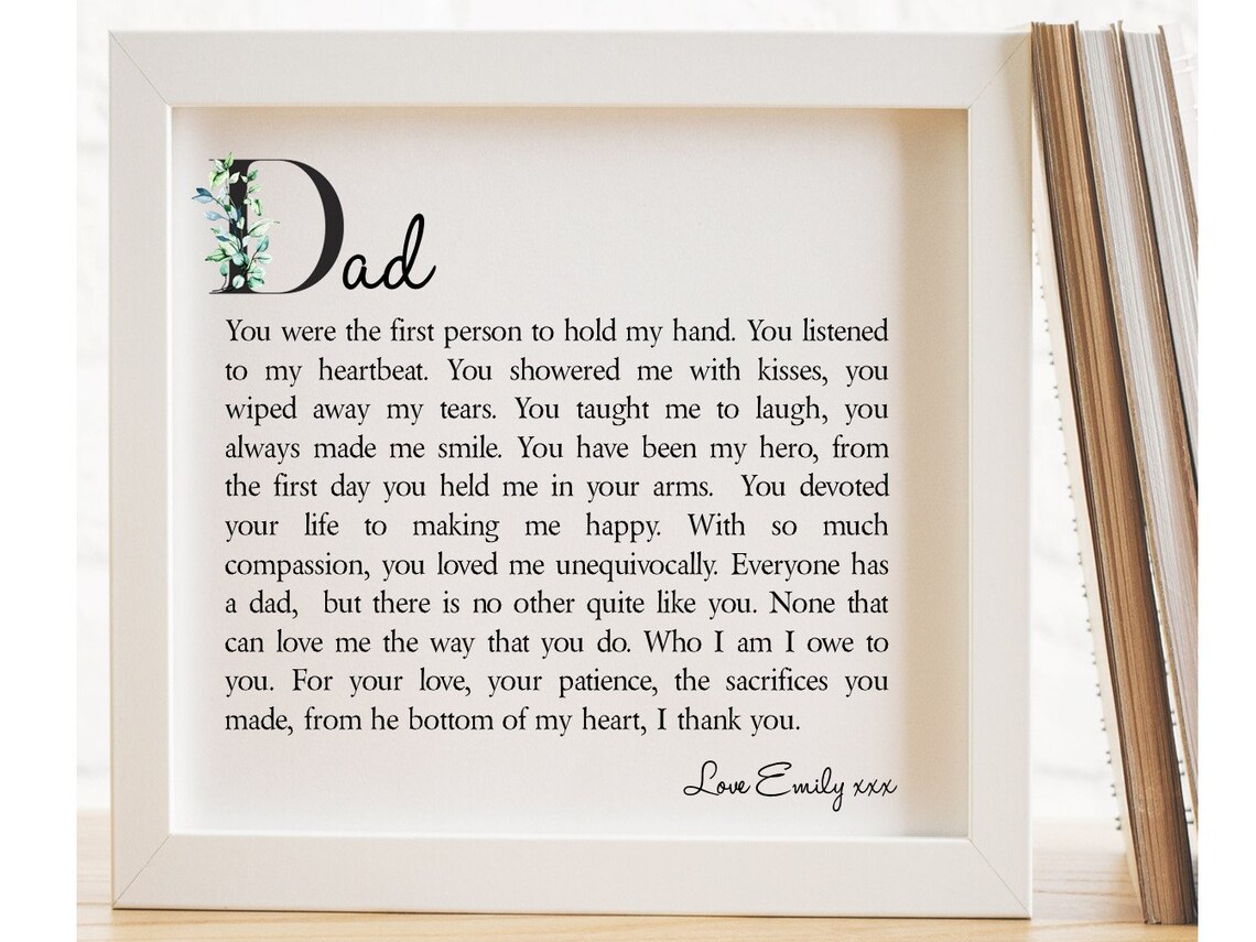 Dad Poem Framed Personalised Gift for Dad Birthday | Etsy