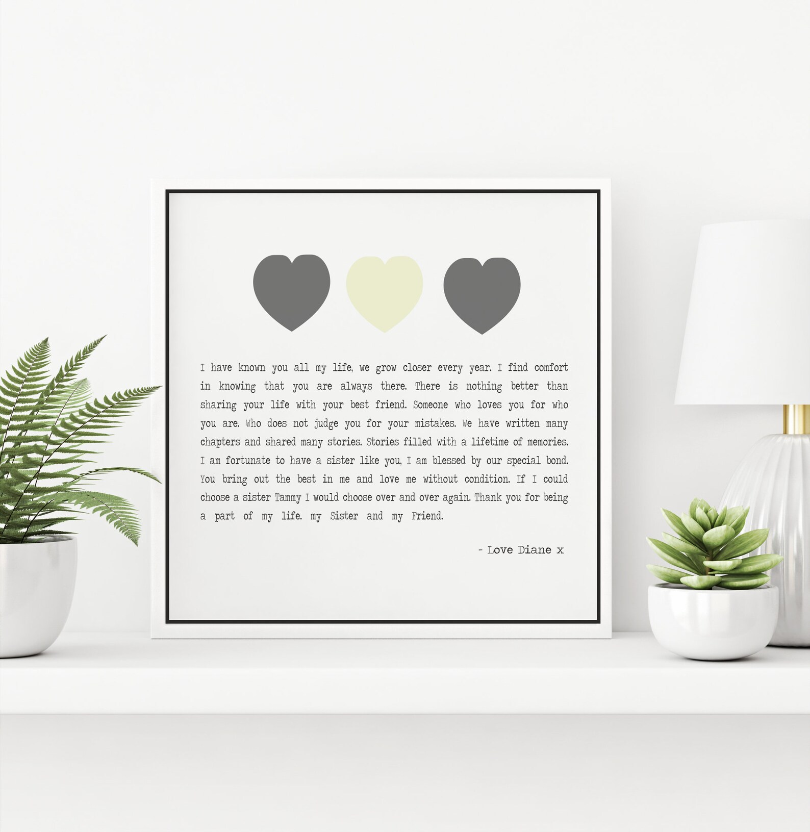 Sister Framed Personalised Poem Keepsake Sister Poem Print - Etsy