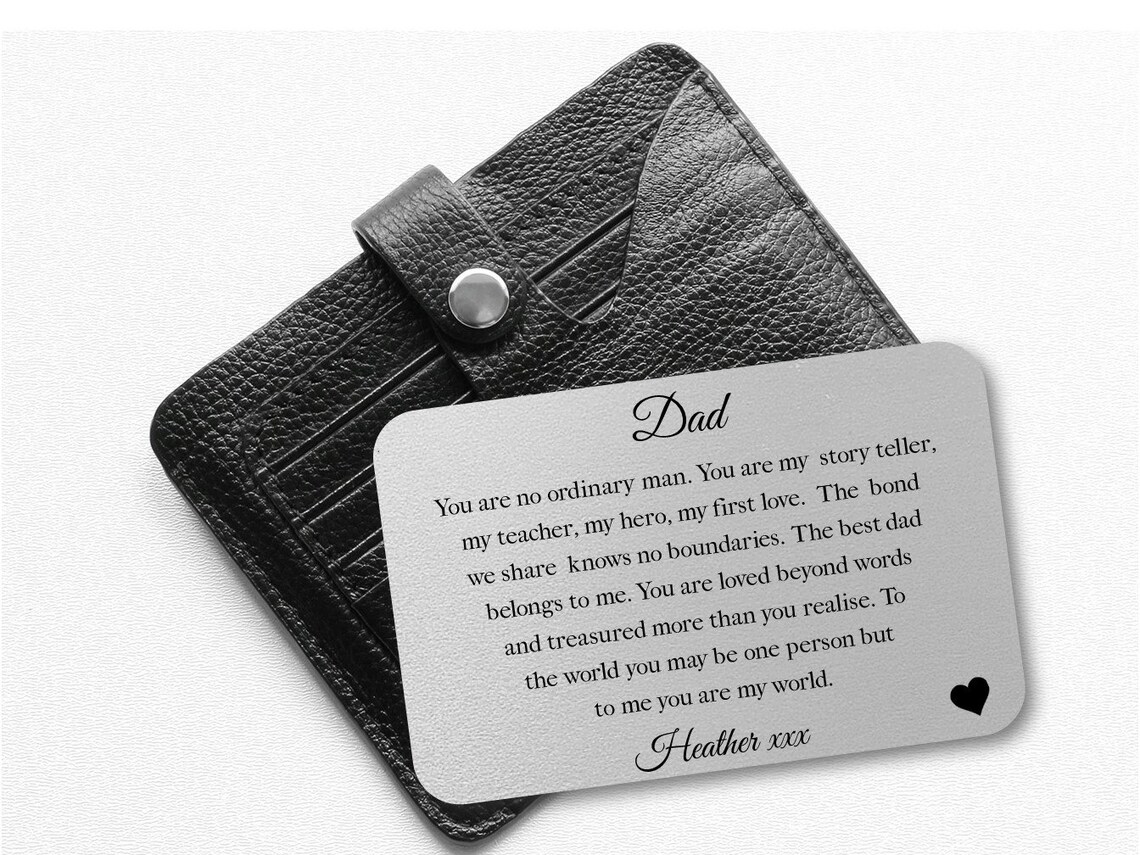 Personalised Dad Wallet Insert Card Keepsake Engraved Custom - Etsy UK