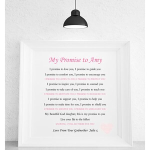 Godchild Personalised Framed Poem I PROMISE for Godson God | Etsy