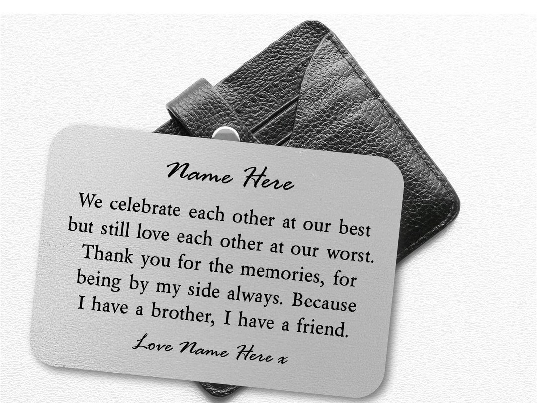 Personalised Brother Wallet Card Brother Keepsake Gift for Brother ...