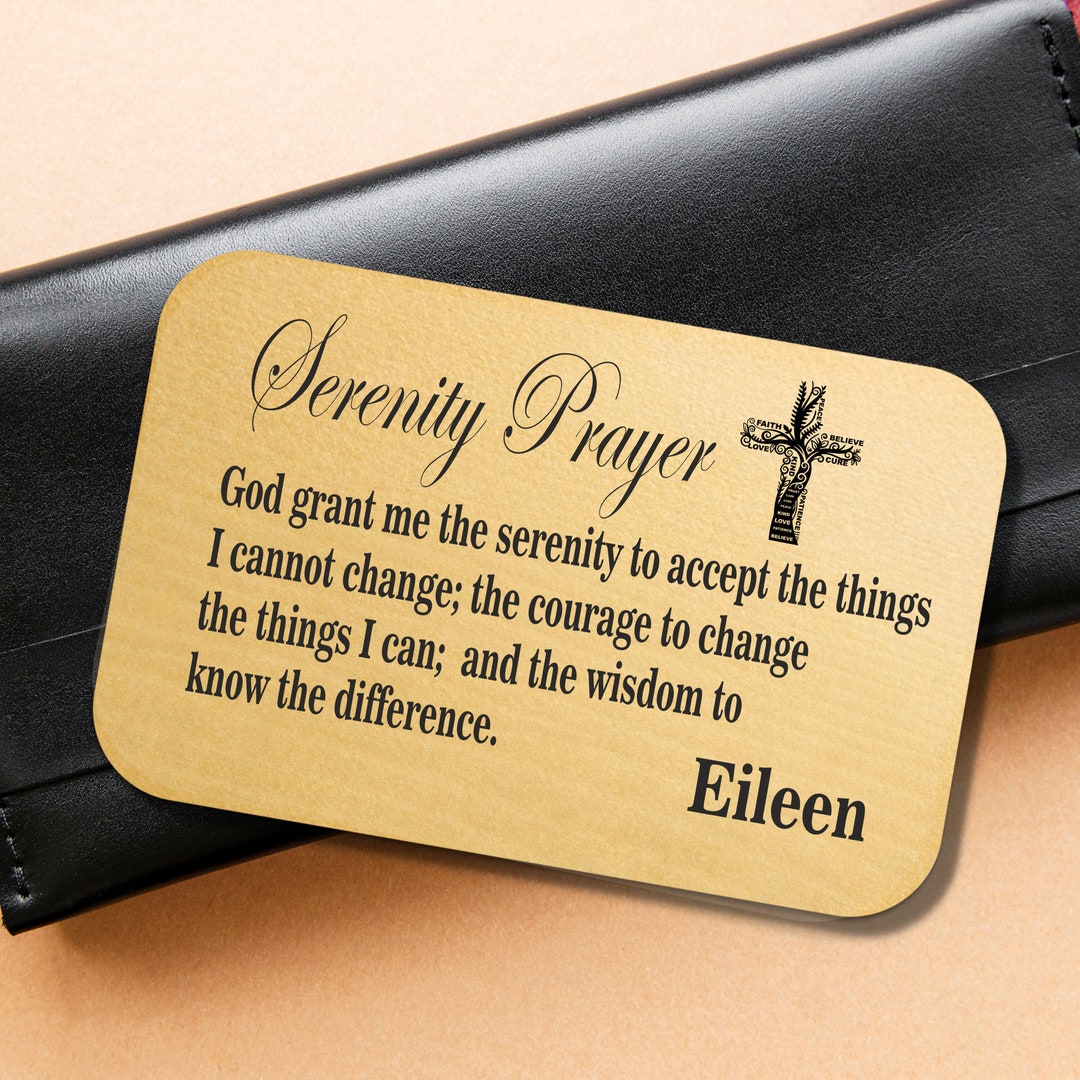 Serenity Prayer Wallet Insert Card Personalised Inspirational Prayer ...