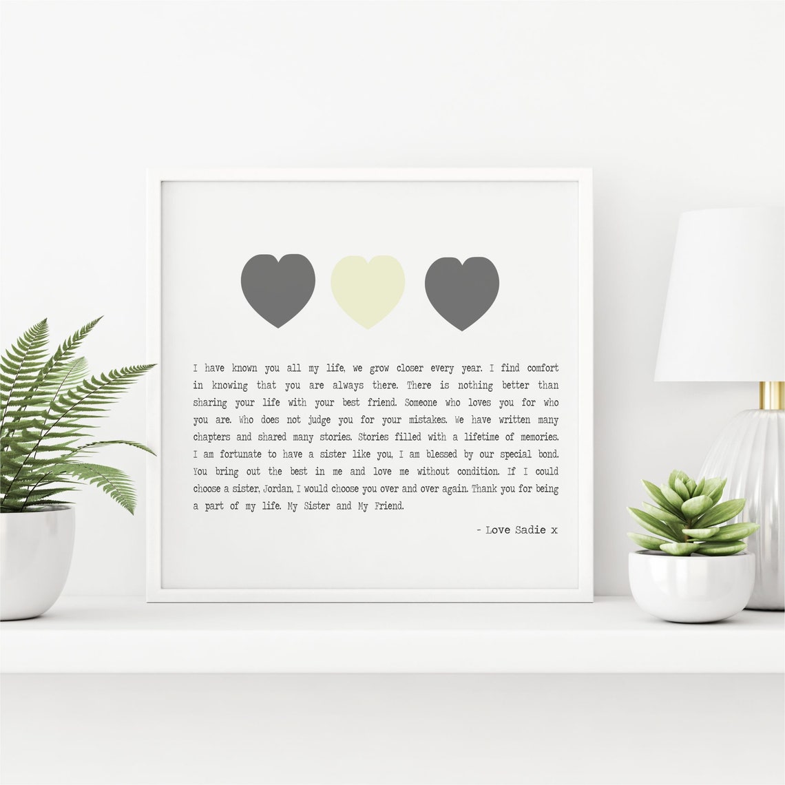 Sister Framed Personalised Poem Keepsake Sister Poem Print - Etsy