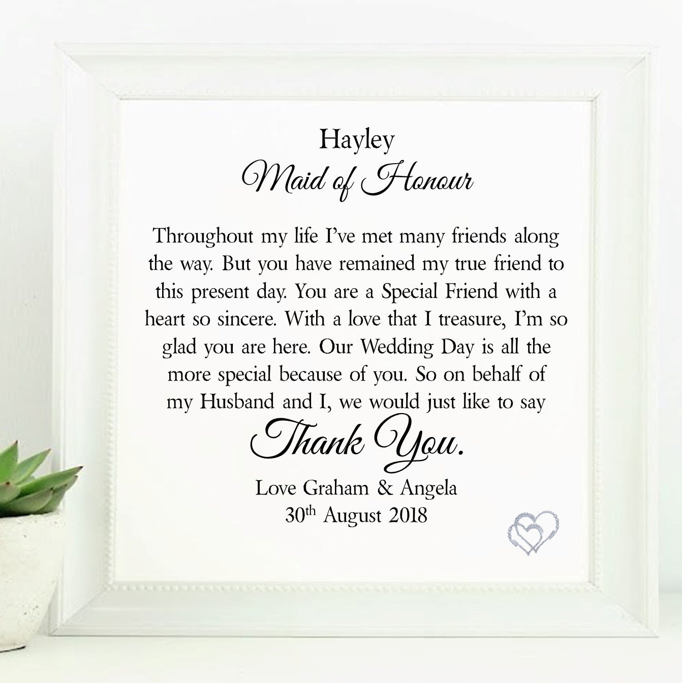 Bridesmaid Poem Personalised Wedding Thank You Gift Framed | Etsy Bridesmaid Poem Personalised Wedding Thank You Gift Framed | Etsy