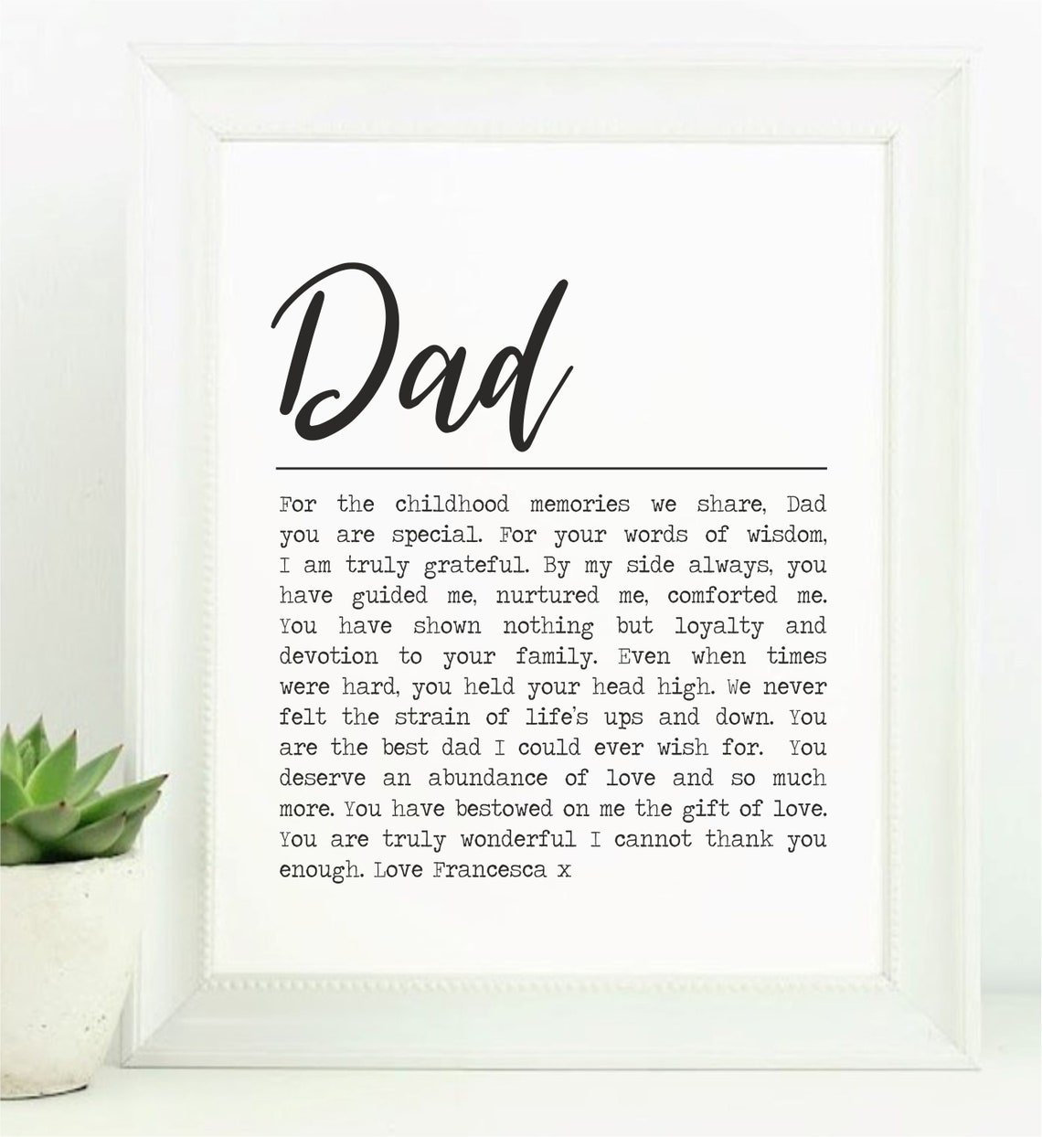 For You Dad Personalised Poem Framed Dad Poem Gift for Dad - Etsy UK