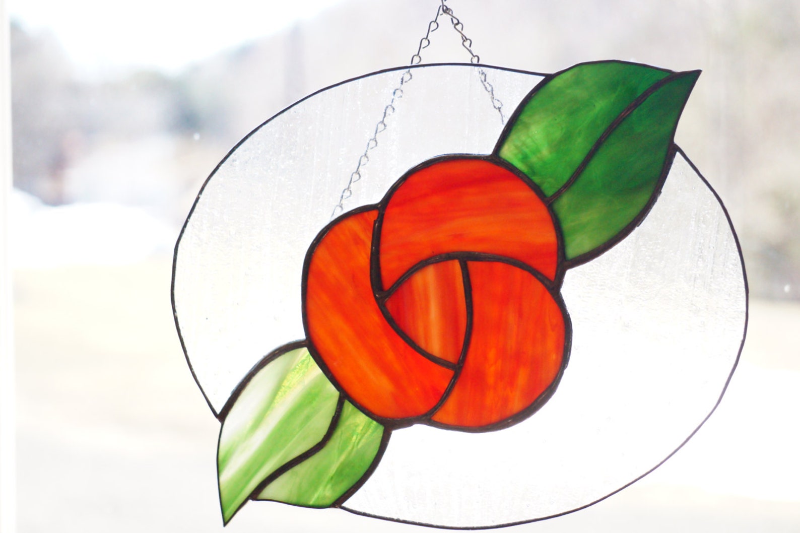 Victorian Rose Stained Glass Window Panel - Etsy