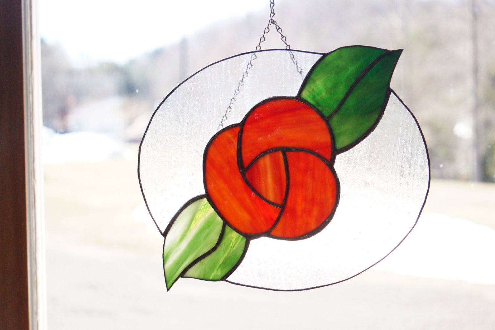 Victorian Rose Stained Glass Window Panel - Etsy