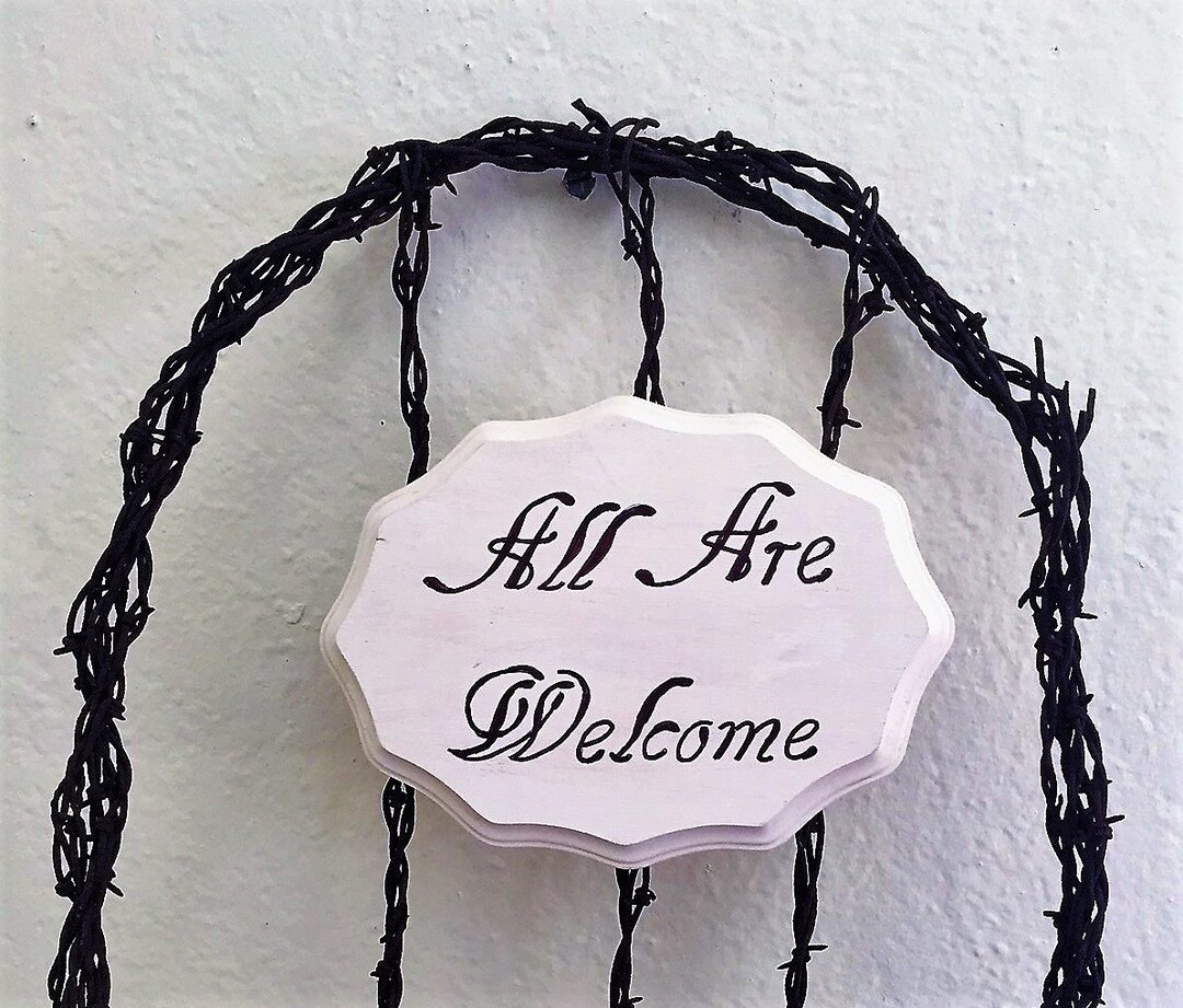 All Are Welcome - Rusty Barbed Wire Chair - Etsy