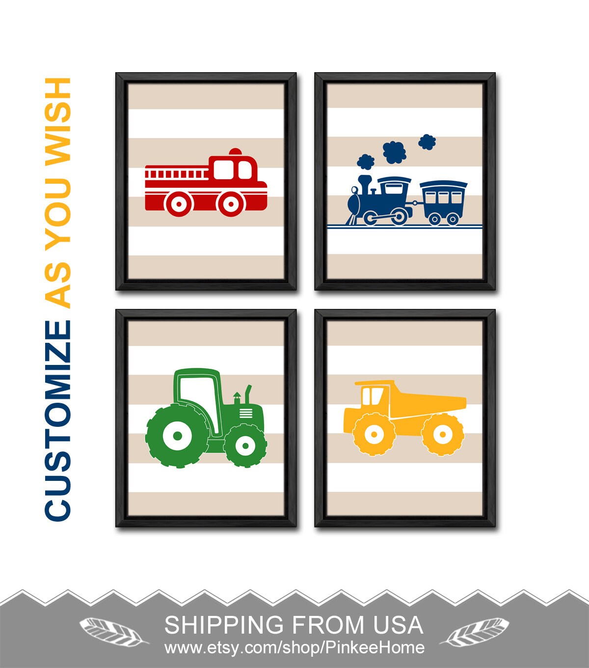 truck nursery tractor nursery fire truck nursery train | Etsy