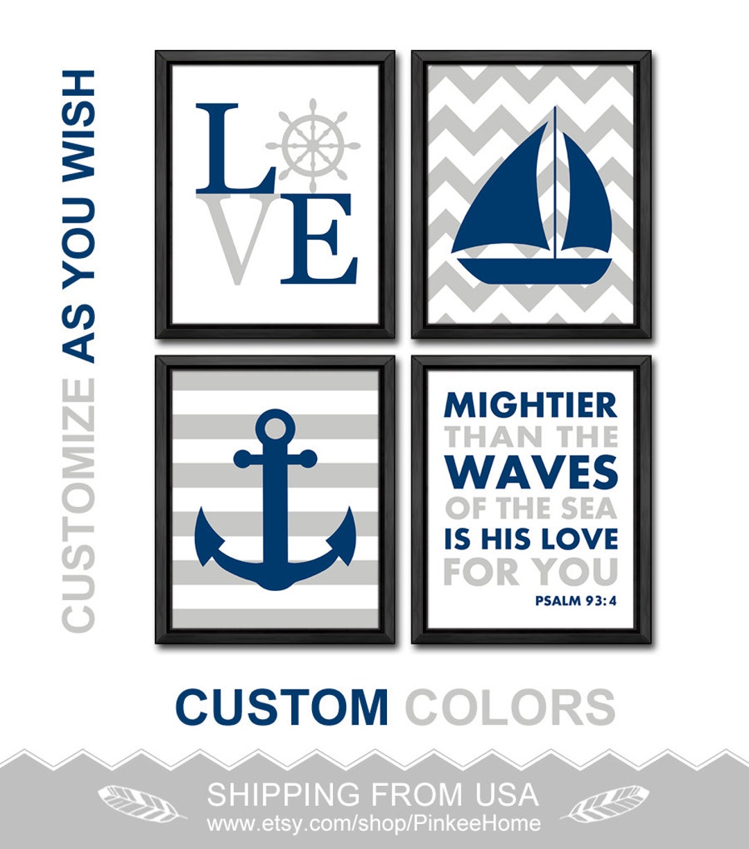 Nautical Boy Nursery, Bible Verse Baby Gift Nautical, Sailboat Anchor ...