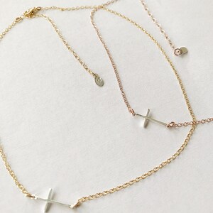 Off Centered Cross Necklace - Two Toned - Dainty - Rose Gold - Gold ...