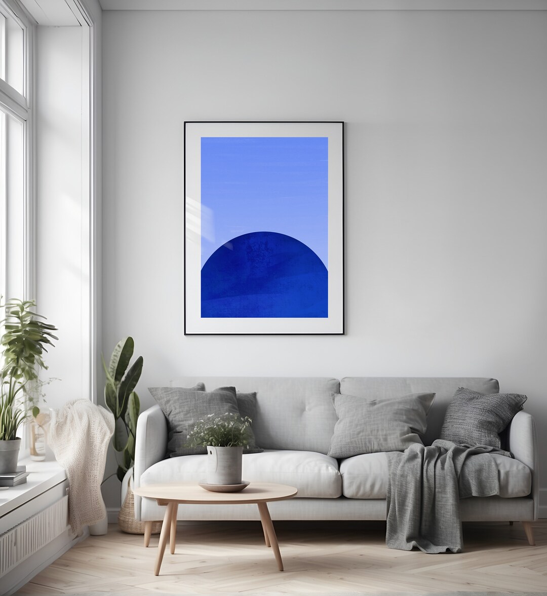 Digital, Printable Artwork, Minimal Blue Poster: Blue Sunrise - Etsy