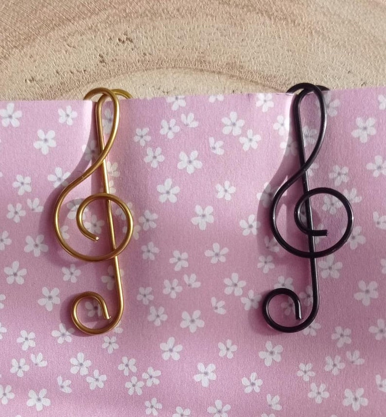 10 Treble Clef Paper Clips - Antique Gold or Black Color. Size 40mm ...