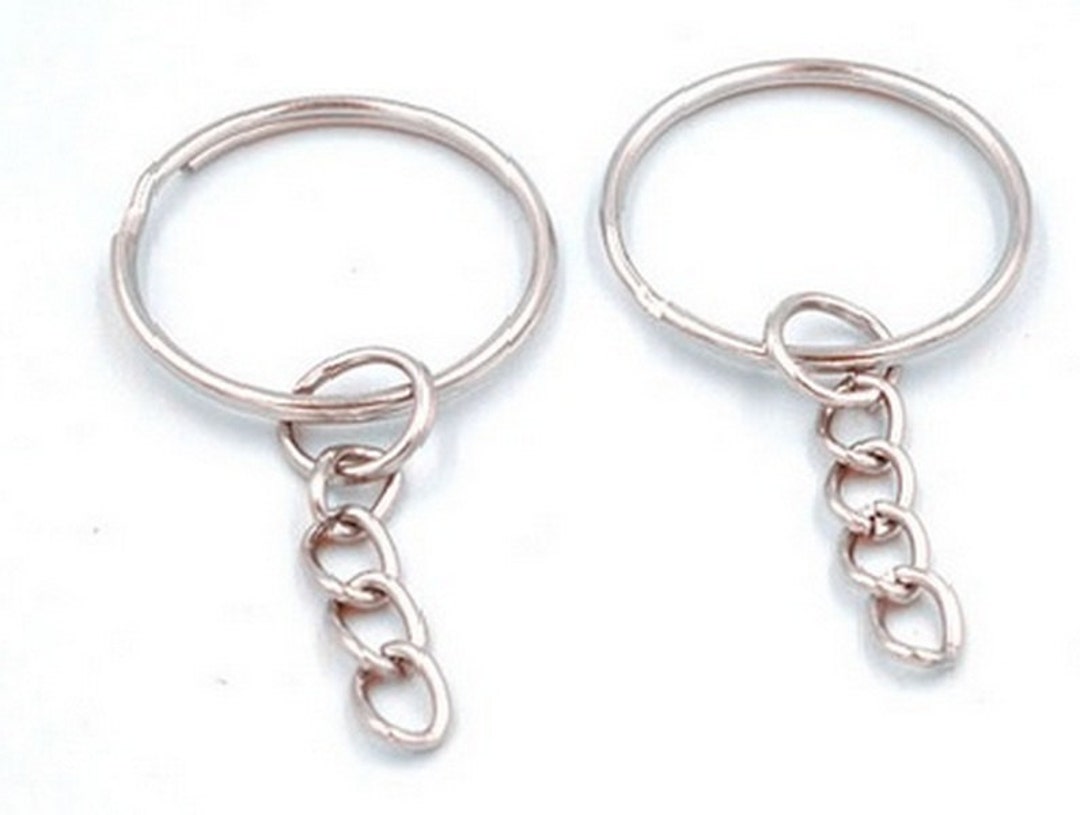 10 Pcs Double Ring Key Chain & Key Ring With Link Chain Diameter 25 Mm ...