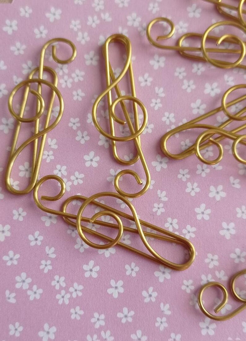 10 Treble Clef Paper Clips - Antique Gold or Black Color. Size 40mm ...