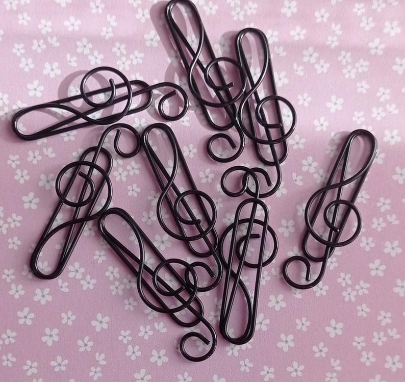 10 Treble Clef Paper Clips - Antique Gold or Black Color. Size 40mm ...