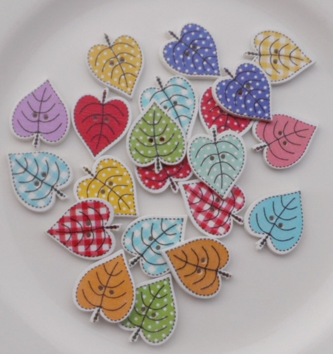 15 Wooden Buttons to Leaf Mix Color 24x19mm - Etsy