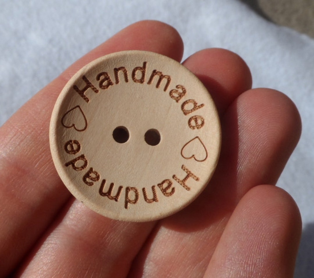 5 Buttons Round Natural Wood With Laser-engraved the Words - Etsy