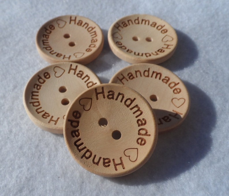 5 Buttons Round Natural Wood With Laser-engraved the Words | Etsy