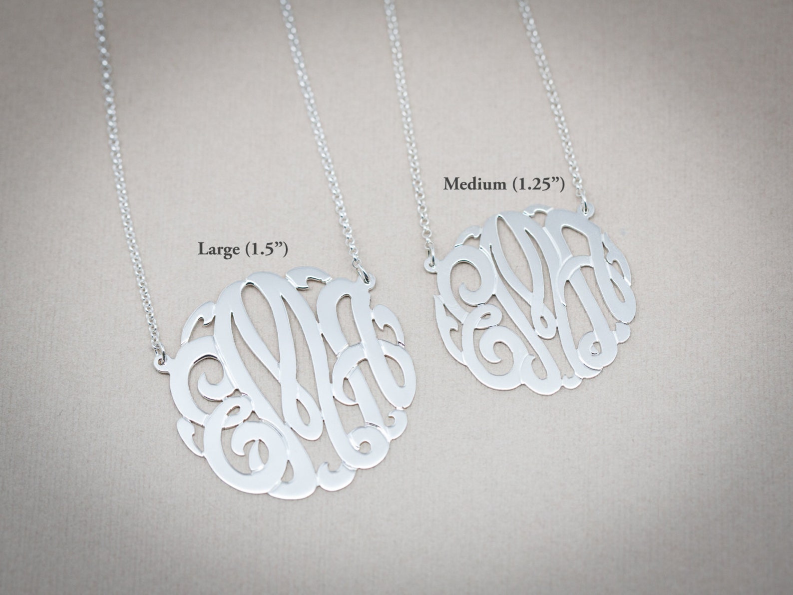 925 Sterling Silver Personalized Monogram Necklace Classic | Etsy