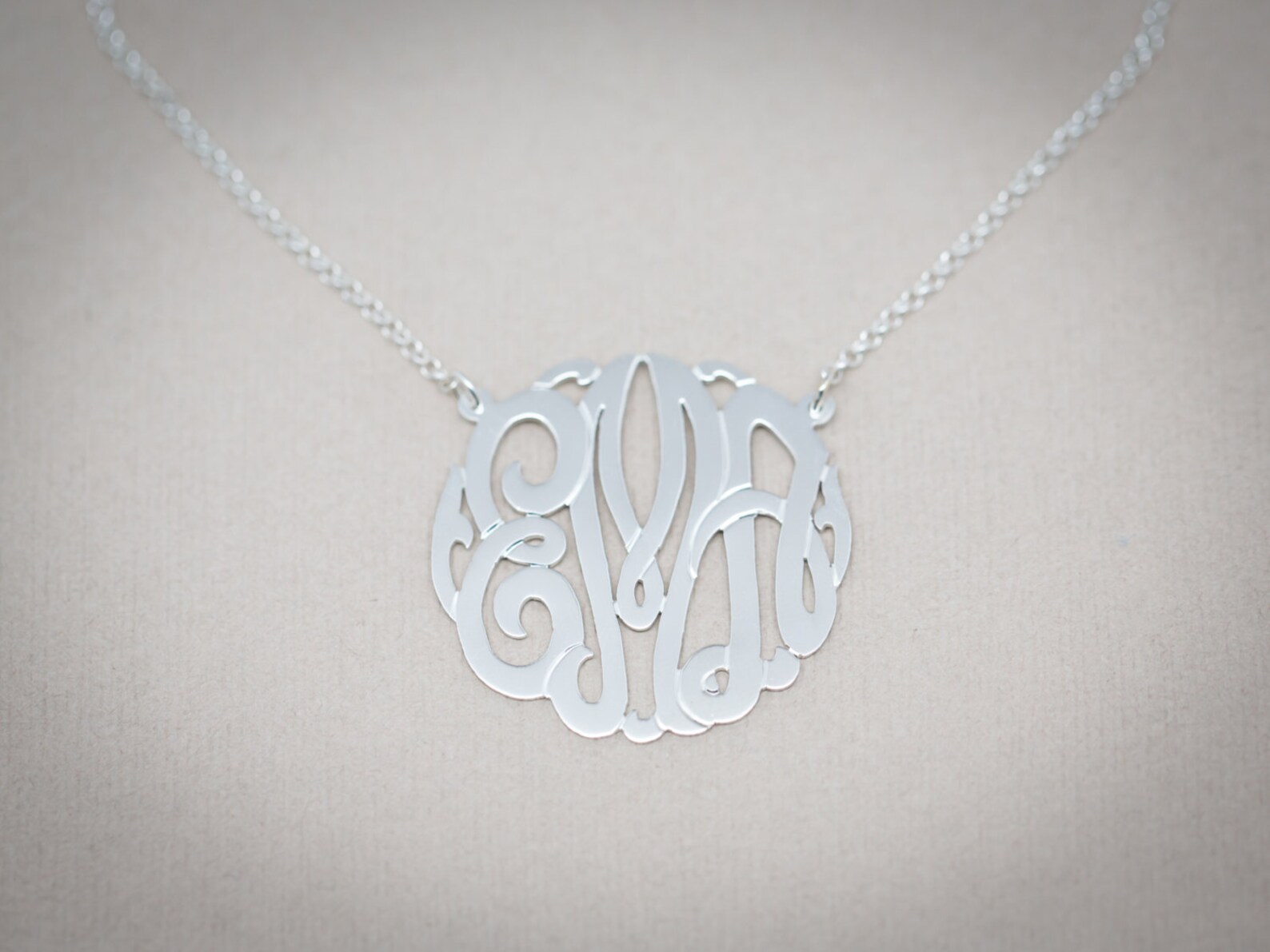 925 Sterling Silver Personalized Monogram Necklace Classic | Etsy