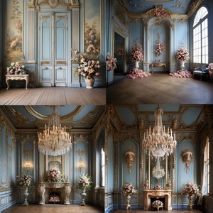 Digital Backdrops, Portrait Backdrop, Beautiful Room Backdrop, Floral ...
