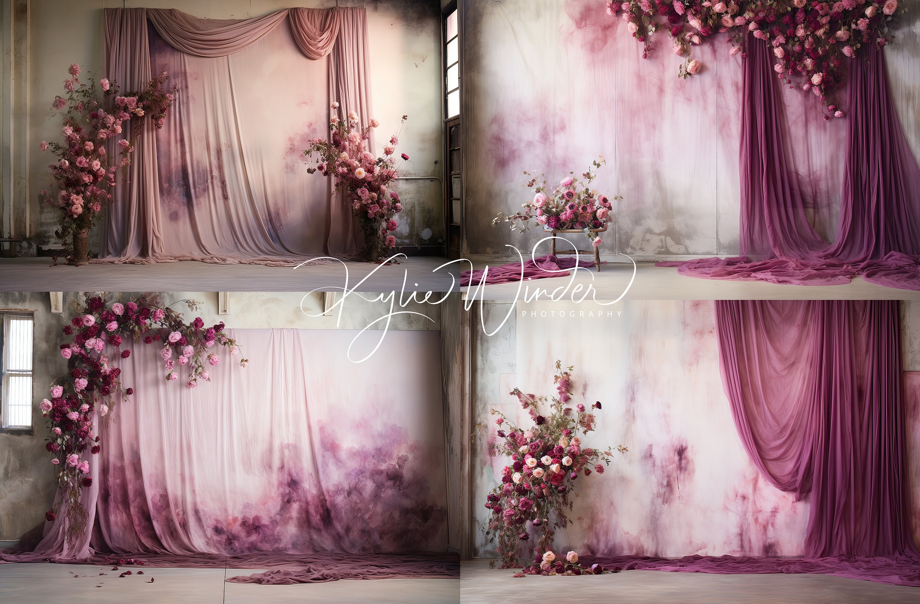 27 Digital Backdrops, Blue and Pink, Portrait Backdrop, Beautiful Room ...