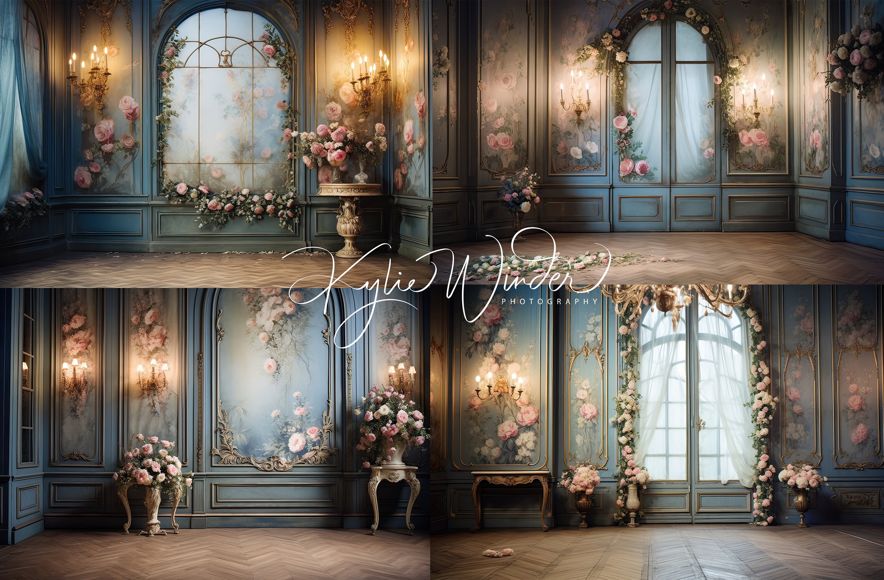 30 Digital Backdrops, Steel Blue, Portrait Backdrop, Beautiful Room ...