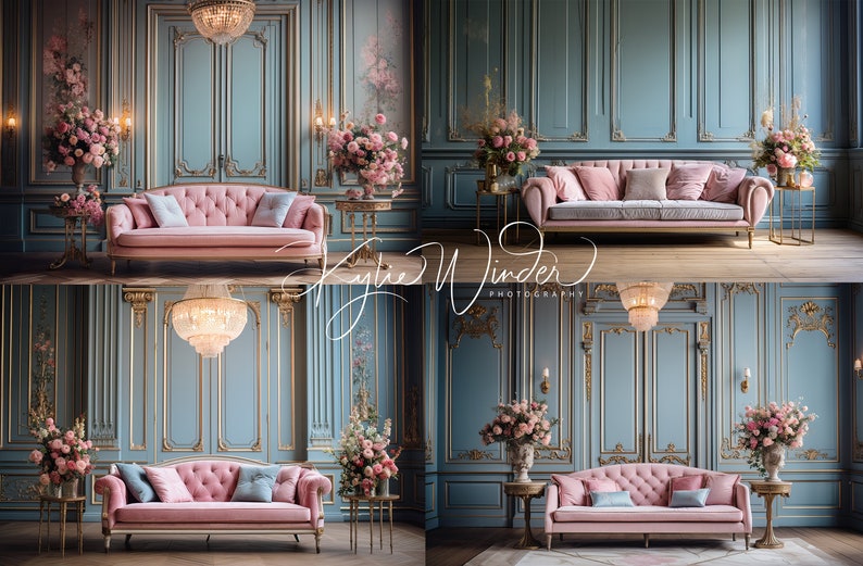 Blue & Pink Room Digital Backdrop: Portrait Photography (PNG) - Etsy