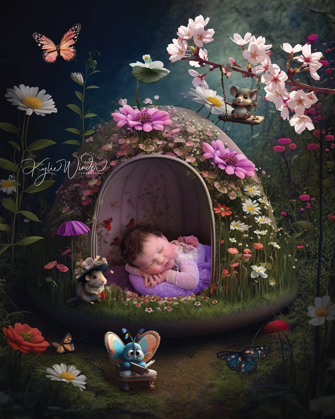 Newborn Digital Backdrop, Newborn Bed Digital, Woodland Digital ...