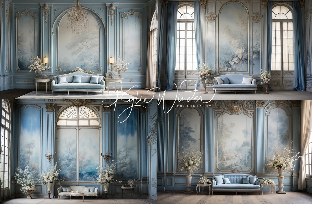 Blue Lounges, Digital Backdrops, Beautiful Room Digital, Flowers ...