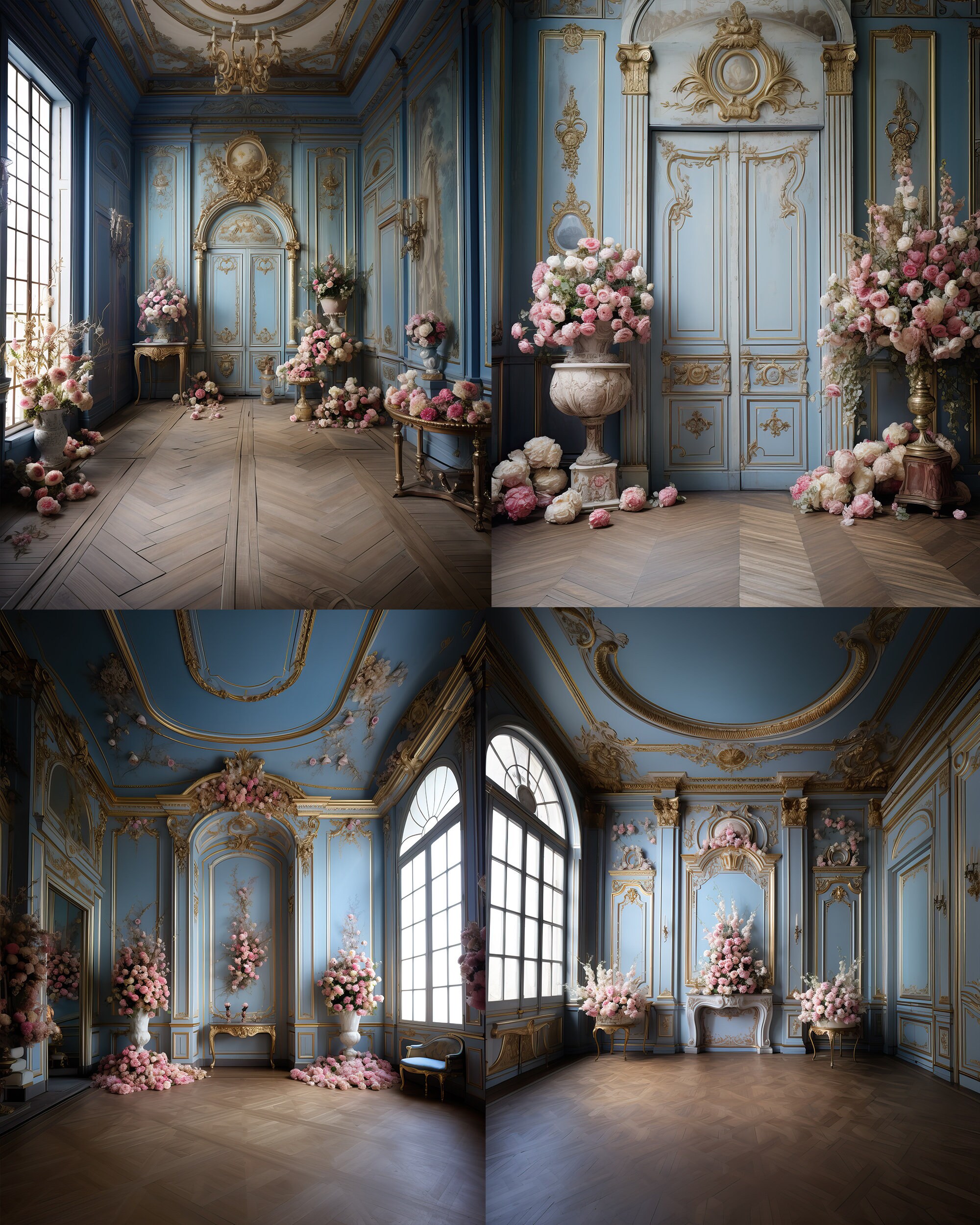 Digital Backdrops, Portrait Backdrop, Beautiful Room Backdrop, Floral ...