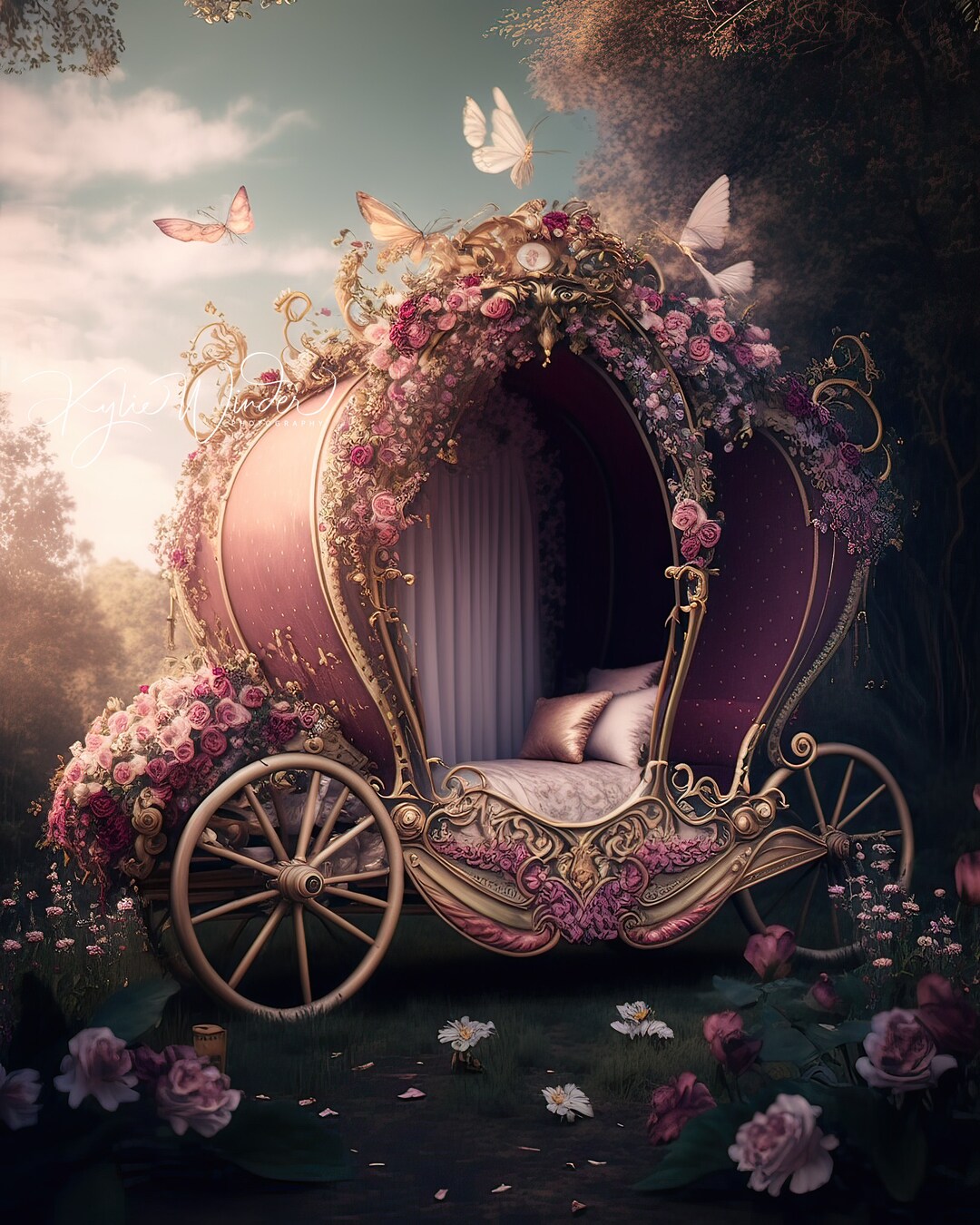 Princess Carriage Digital Backdrop Set: Newborn Photography (PNG) - Etsy