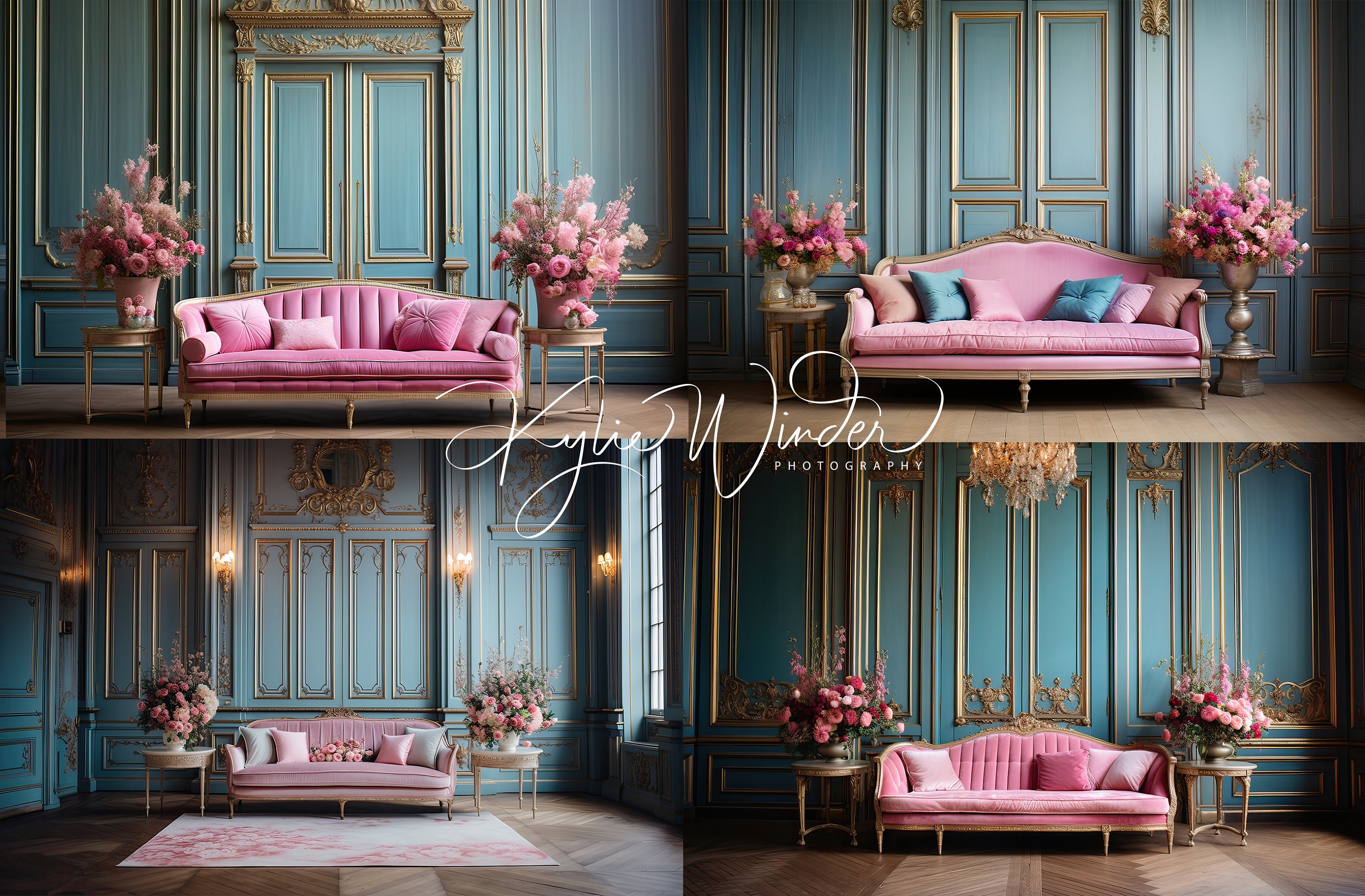 37 Digital Backdrops, Blue and Pink, Portrait Backdrop, Beautiful Room ...