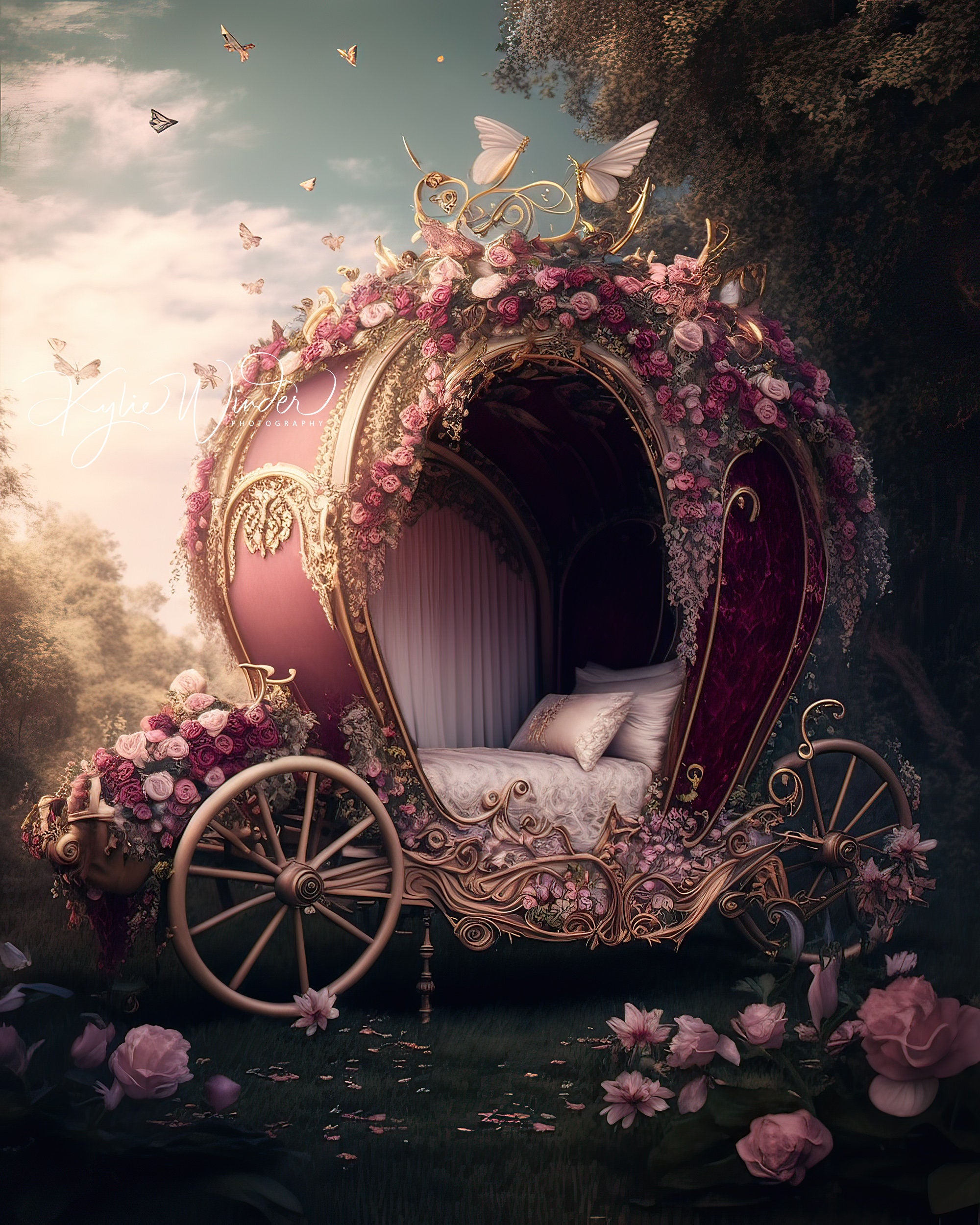 Princess Carriage Digital Backdrop Set: Newborn Photography (PNG) - Etsy