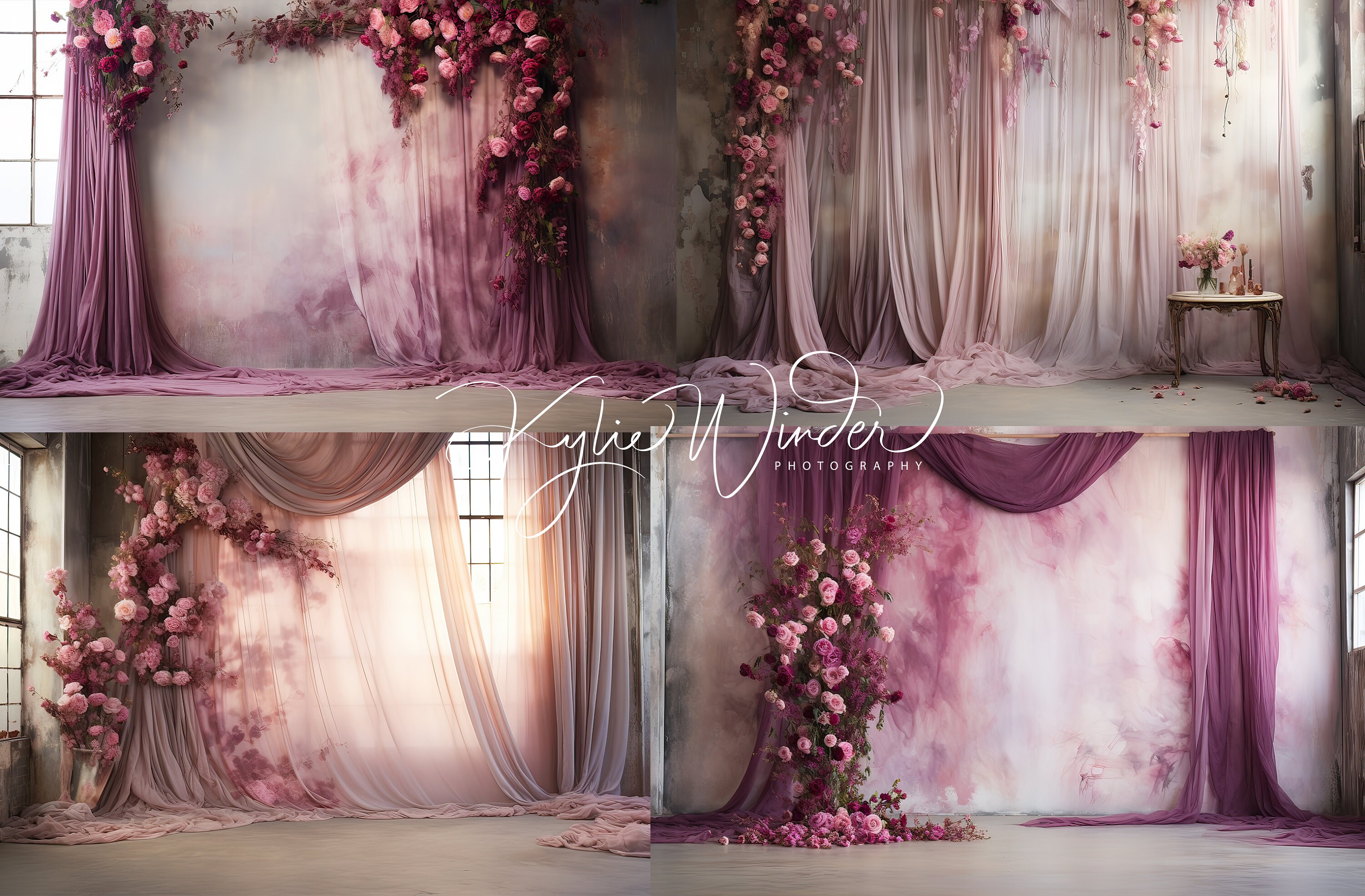 27 Digital Backdrops, Blue and Pink, Portrait Backdrop, Beautiful Room ...