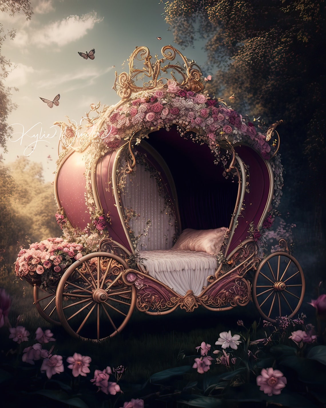 Princess Carriage Digital Backdrop Set Whimsical Digital - Etsy