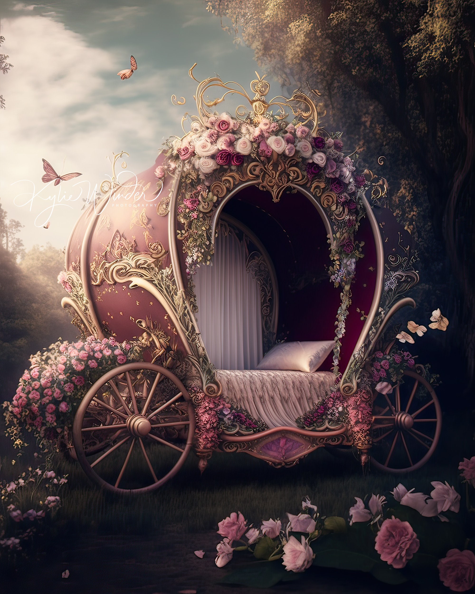 Princess Carriage Digital Backdrop Set: Newborn Photography (PNG) - Etsy