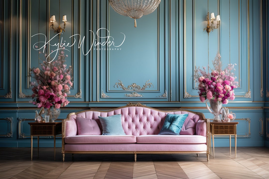 37 Digital Backdrops, Blue and Pink, Portrait Backdrop, Beautiful Room ...