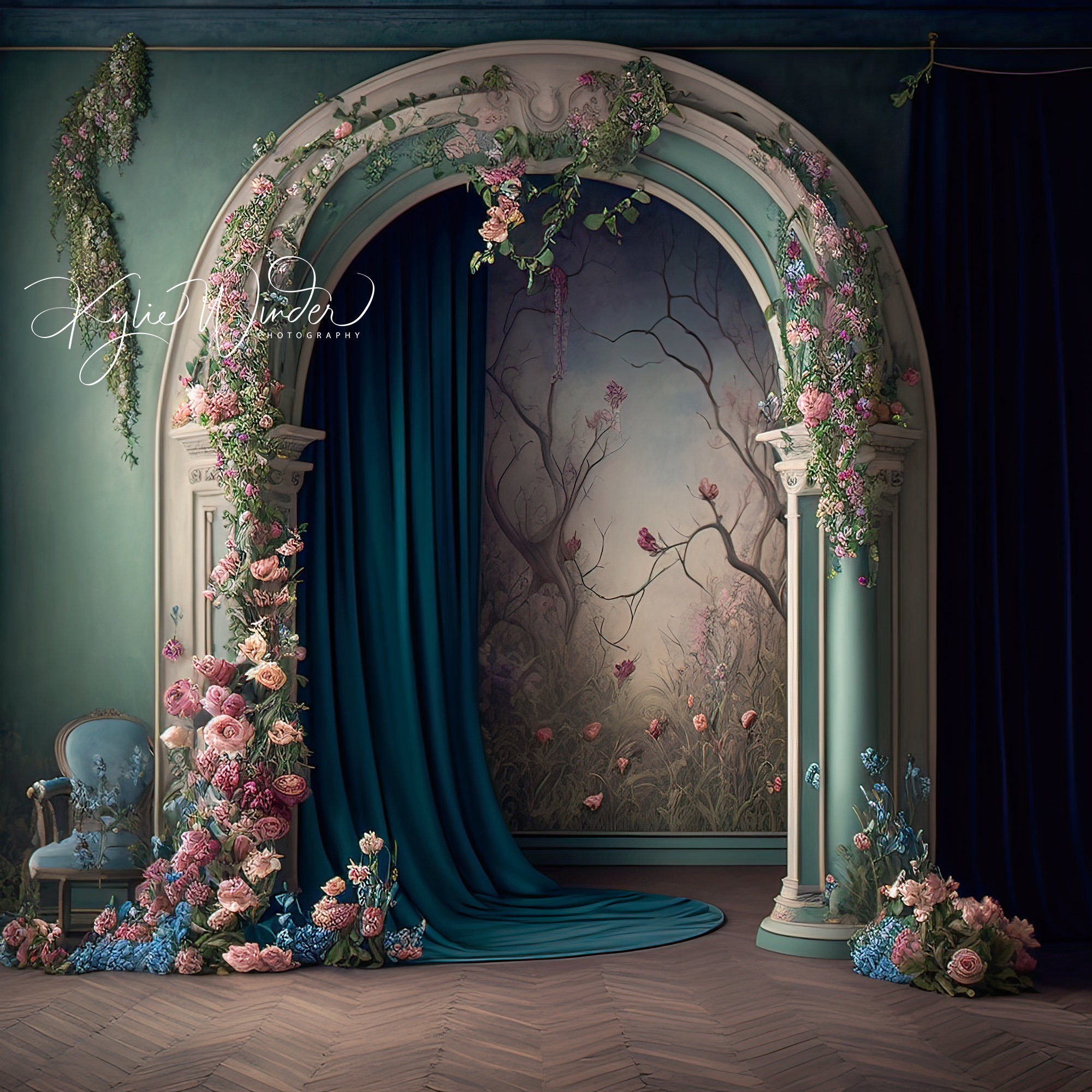 Set of 7 Maternity Digital Backdrop, Arches, Victorian, Florals ...