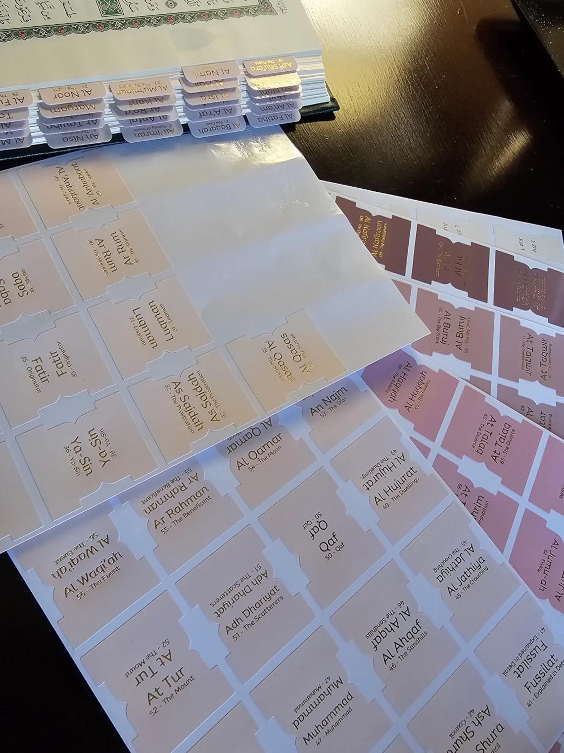 Pink Quran Tabs | Premium Vinyl + Gold Foil Complete Quran Indexing ...