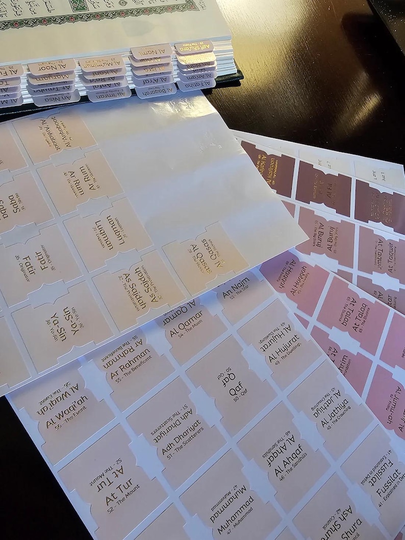 Pink Quran Tabs | Premium Vinyl + Gold Foil Complete Quran Indexing ...